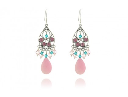 Cercei candelabru din cristale Swarovski si jad roz | Magazin online de ...