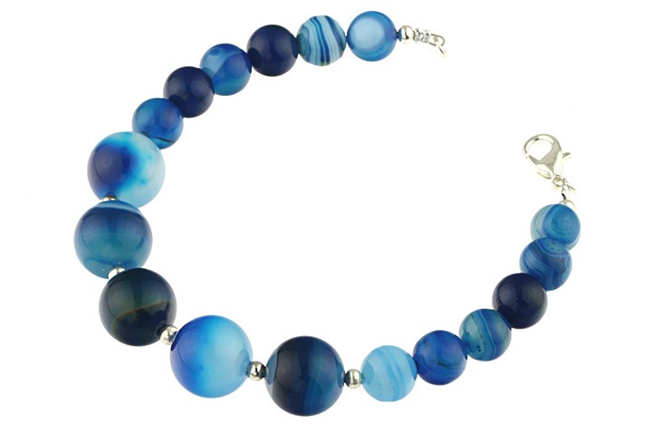 Bratara din agat lace albastru rotund | Magazin online de bijuterii