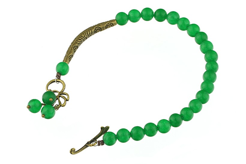 Bratara asimetrica din jad verde din bronz | Magazin online de bijuterii