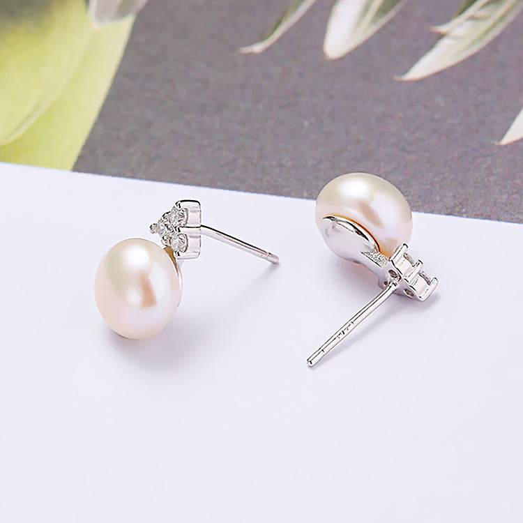 Cercei din perle naturale albe, zirconia si argint | Magazin online de ...