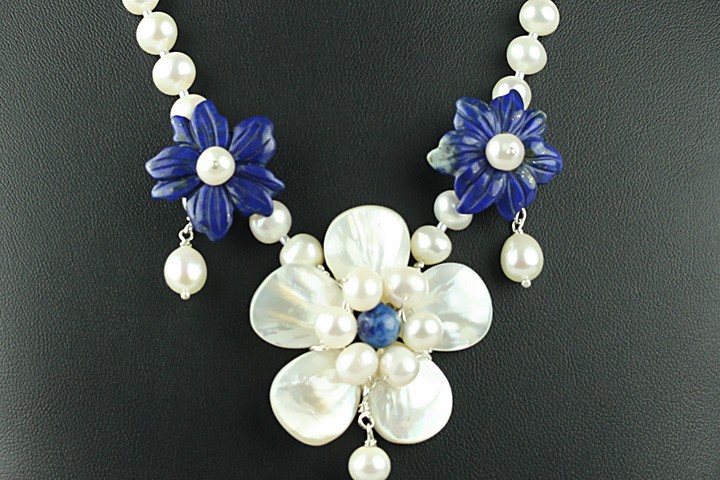 Set perle de cultura, lapis-lazuli si sidef | Magazin online de bijuterii