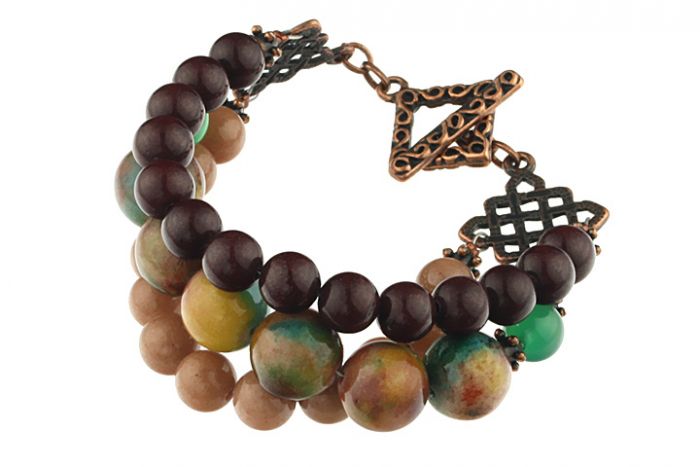 Bratara multisir jad curcubeu si jad maro | Magazin online de bijuterii