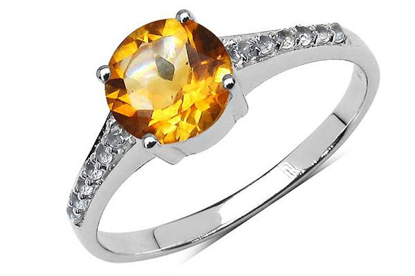 Inel din argint, citrin rotund si topaz alb | Magazin online de bijuterii