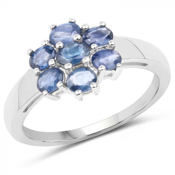 Inel floare din argint 925 si safire albastre fatetate | Magazin online ...