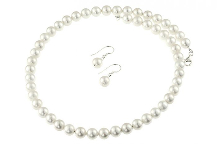 Set bijuterii format din perle de Mallorca albe si argint | Magazin ...