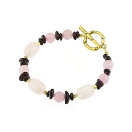Bratara cuart roz si granat chips | Magazin online de bijuterii