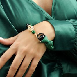 Bratara "Imperial Green" din agat, jad si matase naturala | Magazin ...