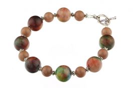 Bratara din jad curcubeu si jad caramel | Magazin online de bijuterii