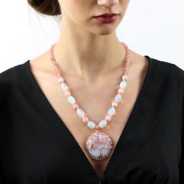 Colier "Cires japonez" din jad roz, cuart strawberry si opalit ...