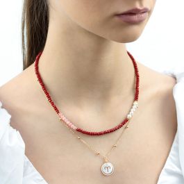 Set doua coliere "Berbec" din perle naturale, jad si sidef | Magazin ...