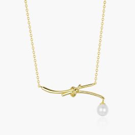 Colier "Golden knot" din argint si perla | Magazin online de bijuterii