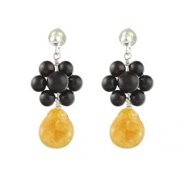 Cercei floare din granat,topaz galben si argint 925 | Magazin online de ...