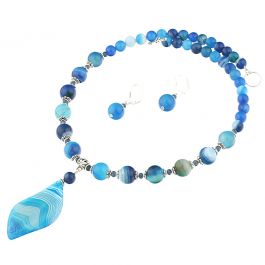 Set din agat lace albastru si jad albastru fatetat | Magazin online de ...
