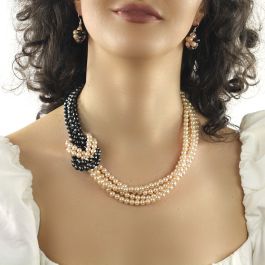 Set din perle de Mallorca in doua culori si argint 925. | Magazin ...