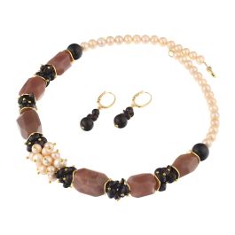 Set perle naturale crem, granat si piatra lunii fatetata. | Magazin ...