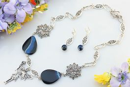 Set agat albastru lace | Magazin online de bijuterii