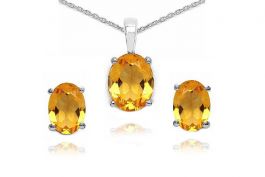 Set deosebit din argint si citrin oval | Magazin online de bijuterii