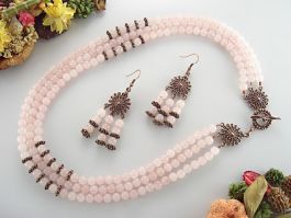 Set cuart roz pe trei siraguri | Magazin online de bijuterii